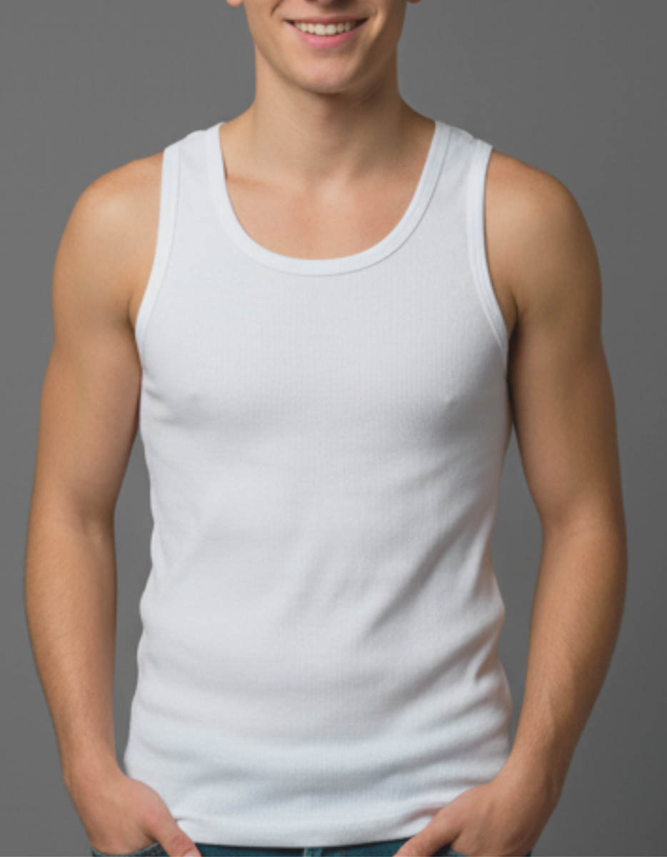 3 PC's Men's White Vest – Livingtex
