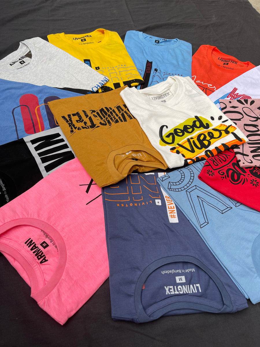 10 Pcs Branded Multicolor and Assorted T-Shirt – Livingtex